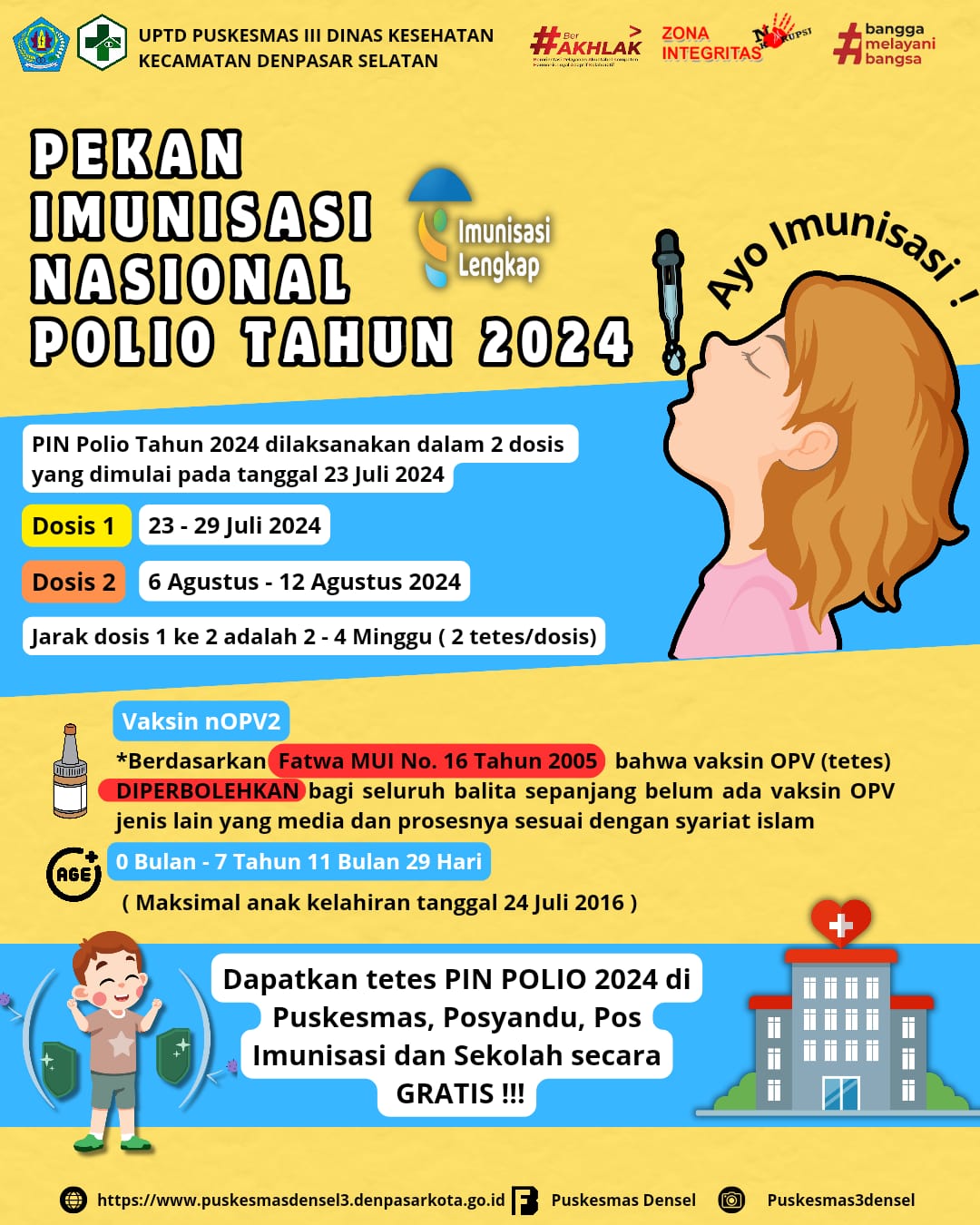 Pekan Imunisasi Nasional Polio (PIN Polio) - UPTD Puskesmas III Dinas ...